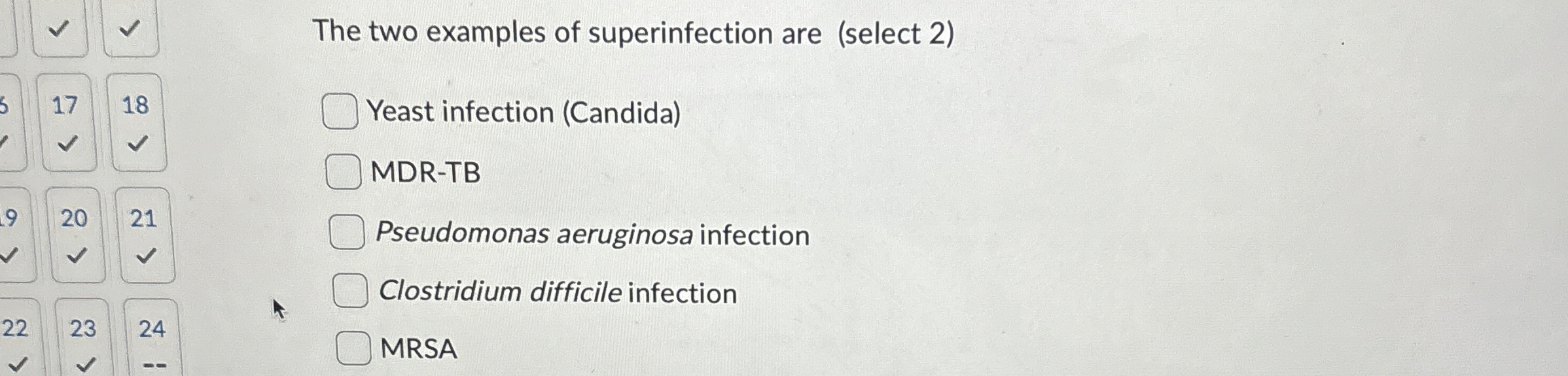 Solved The two examples of superinfection are (select | Chegg.com