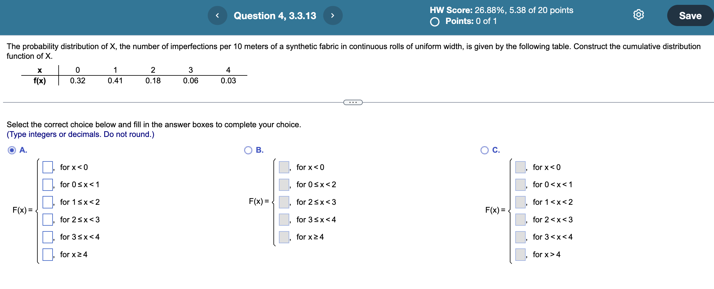 Solved function of x.Select the correct choice below and | Chegg.com