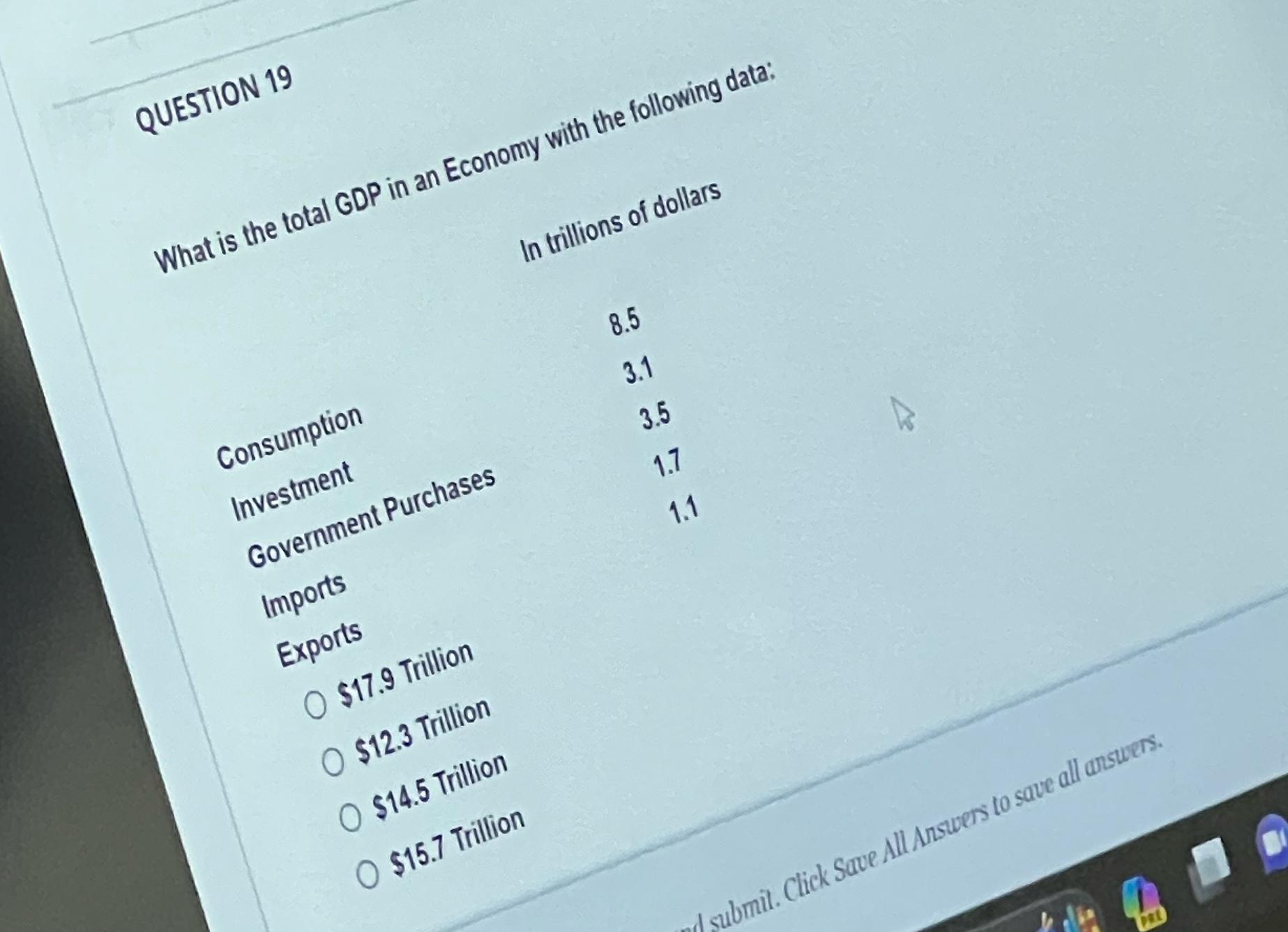 Solved QUESTION 19What is the total GDP in an Economy with | Chegg.com