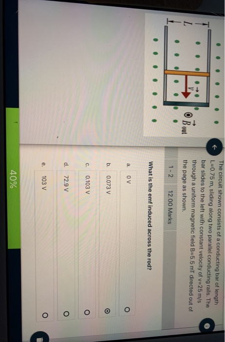 Solved The circuit shown consists of a conducting bar of | Chegg.com
