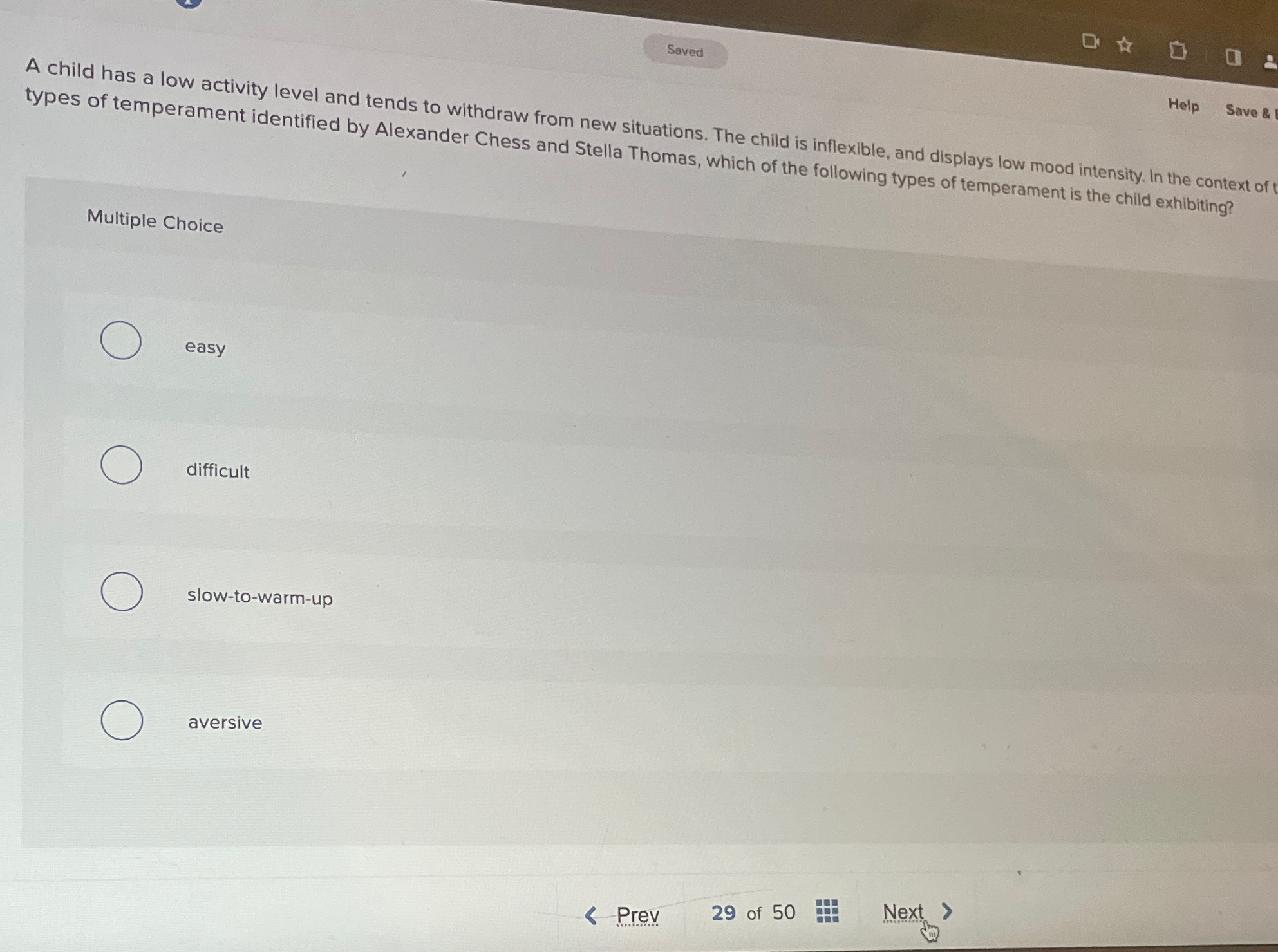 Solved A child has a low activity level and tends to | Chegg.com