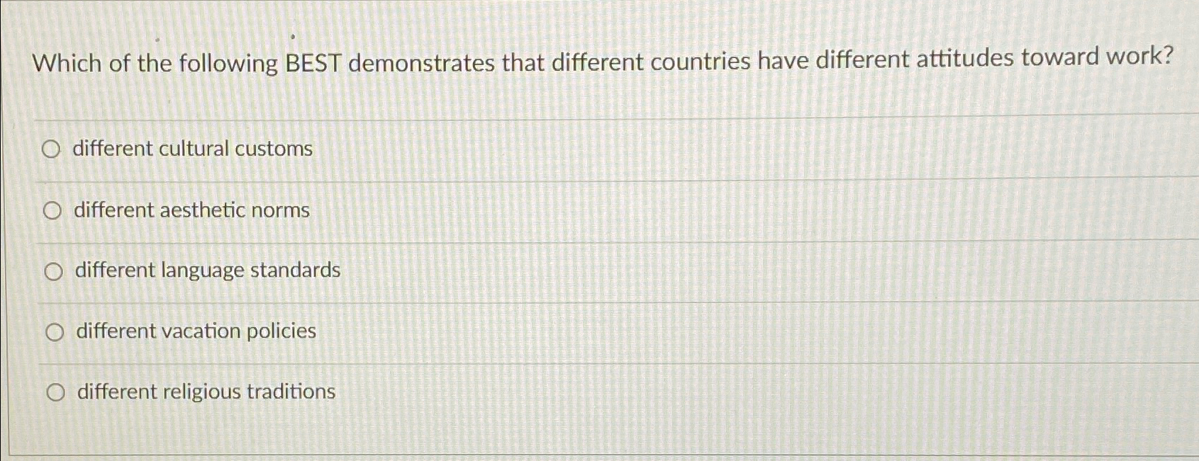 Solved Which of the following BEST demonstrates that | Chegg.com