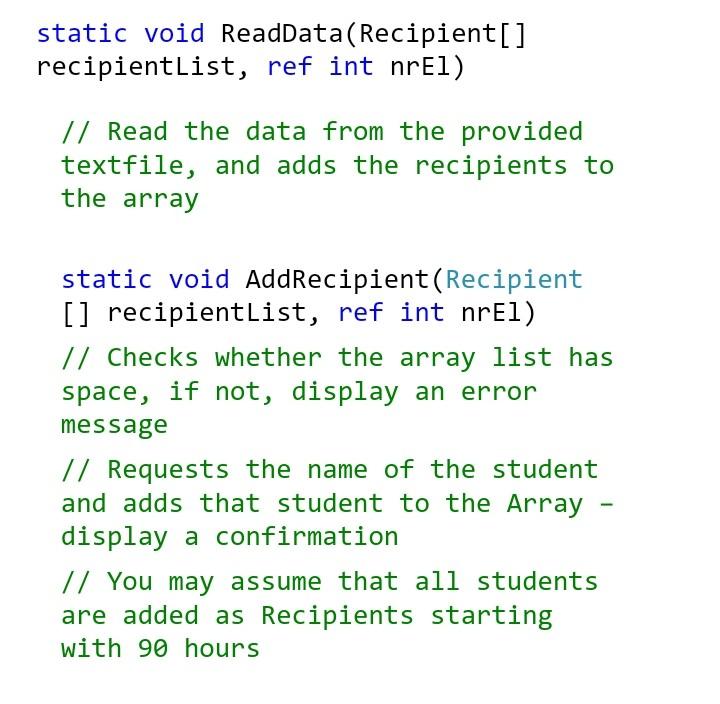 Solved \r\n\r\n\r\n\r\nApplication class (program.cs) For | Chegg.com