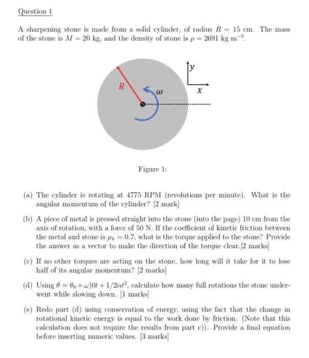 Solved A sharpening stone is made from a solid cylinder, of | Chegg.com
