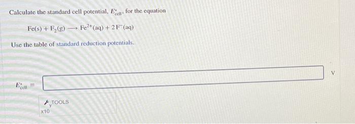Solved Calculate The Standard Cell Potential Ecell For