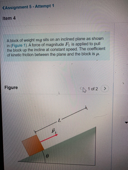 Solved Item 4 A block of weight mg sits on an inclined plane | Chegg.com