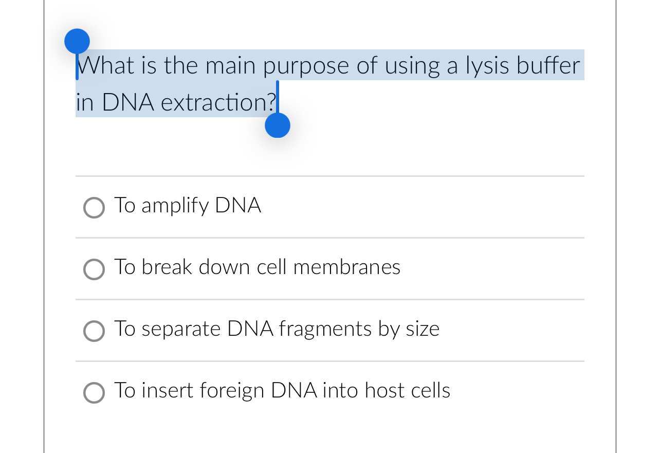 Solved What is the main purpose of using a lysis buffer in | Chegg.com