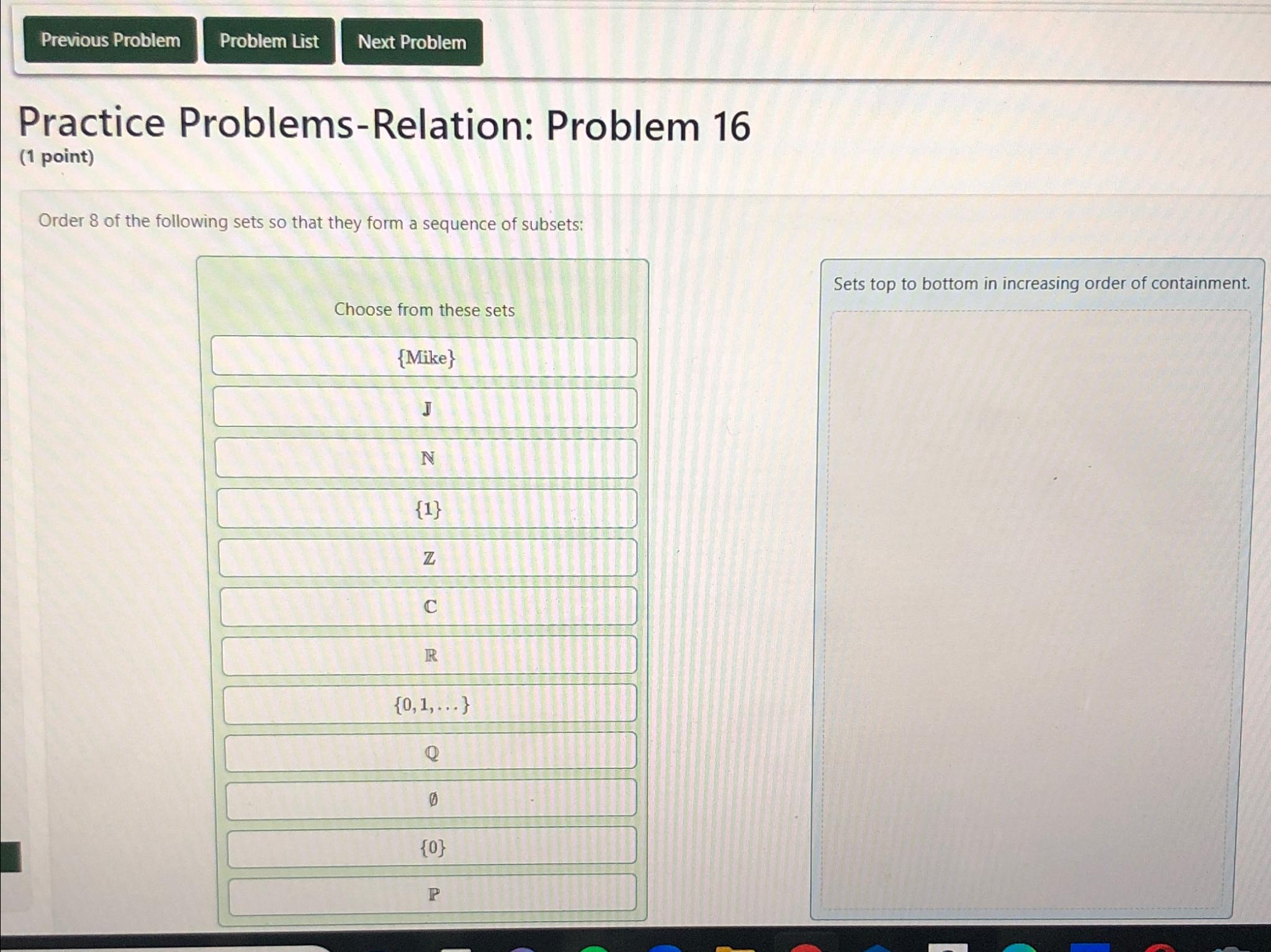 Solved Practice Problems-Relation: Problem 16(1 ﻿point)Order | Chegg.com