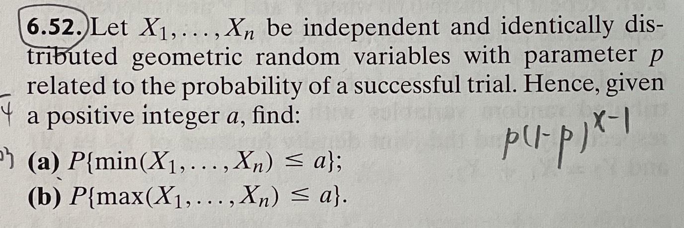 Solved 6.52. ﻿Let x1,dots,xn ﻿be independent and identically | Chegg.com