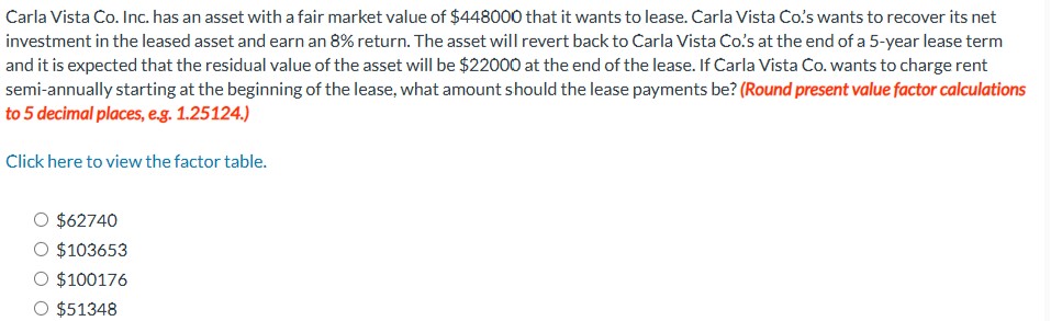 Solved Carla Vista Co. ﻿Inc. has an asset with a fair market | Chegg.com