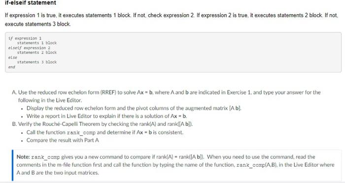 Solved In this exercise, you use the RREF and Rouche-Capelli | Chegg.com