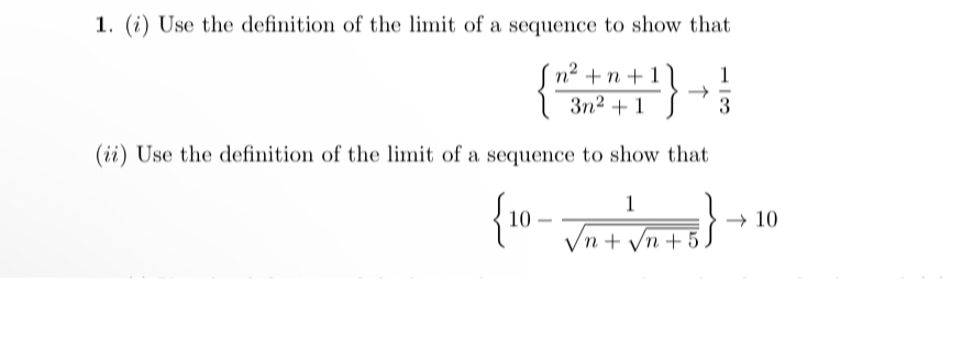 (i) ﻿Use the definition of the limit of a sequence to | Chegg.com