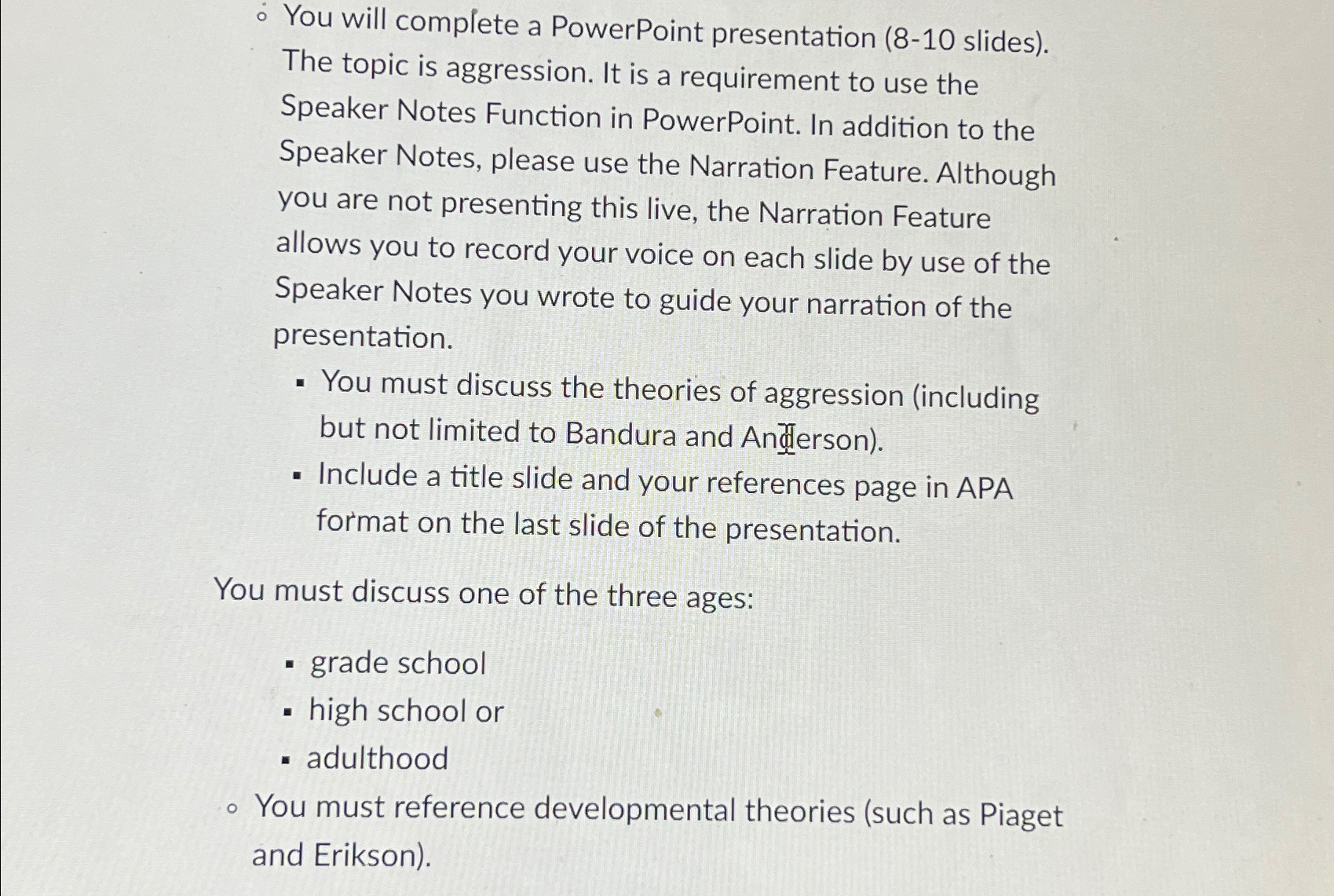 Solved You will complete a PowerPoint presentation (8-10 | Chegg.com