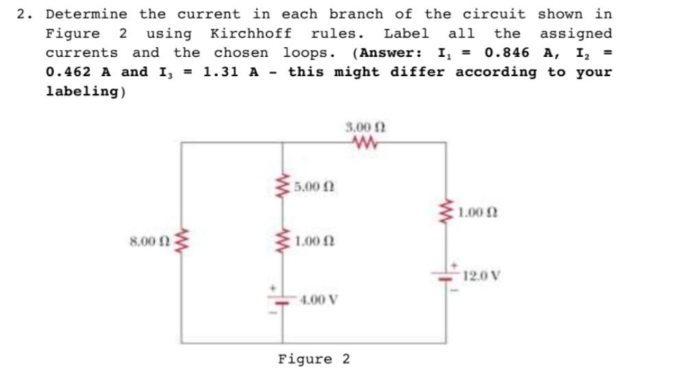 Solved 2. Determine the current in each branch of the | Chegg.com