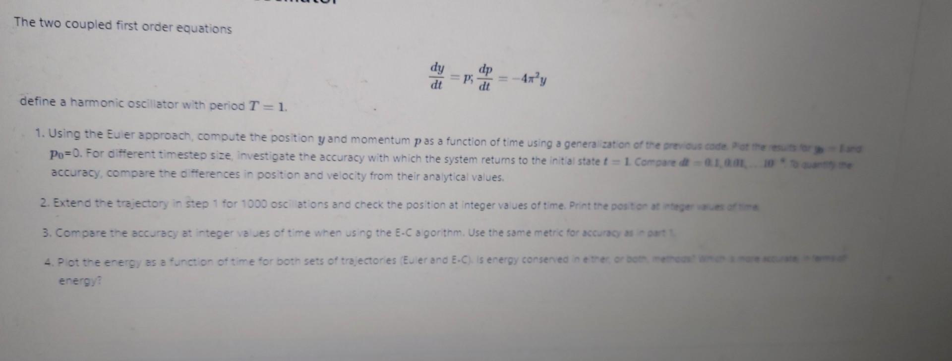 Solved The two coupled first order equations | Chegg.com