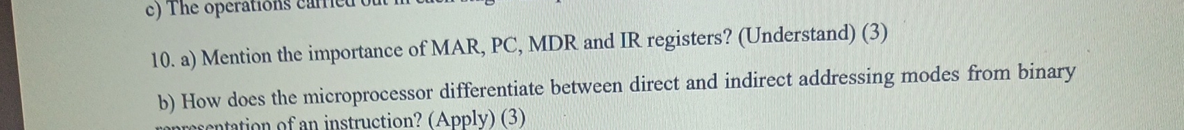 Solved a) ﻿Mention the importance of MAR, PC, ﻿MDR and IR | Chegg.com