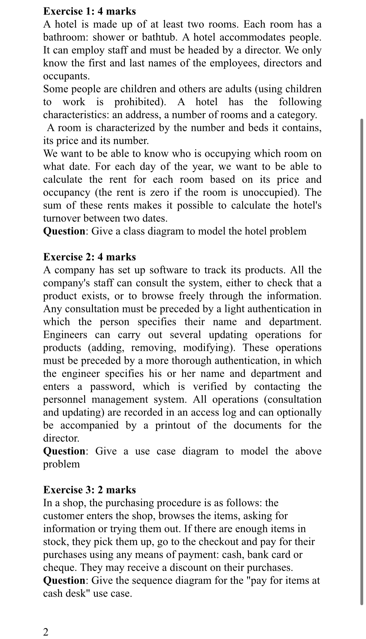 Solved Exercise 1: 4 ﻿marksA hotel is made up of at least | Chegg.com