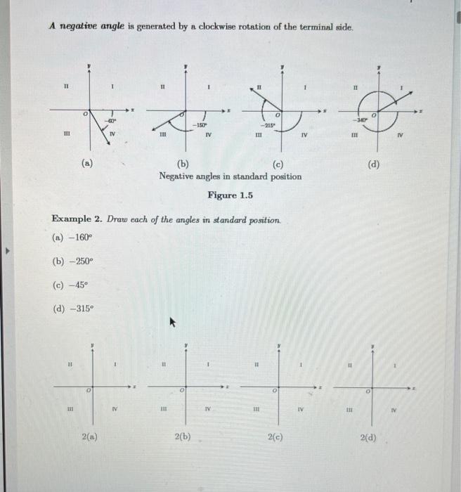 Solved A negative angle is generated by a clockwise rotation | Chegg.com