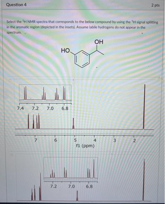 Solved Select the 1H NMR spectra that corresponds to the | Chegg.com