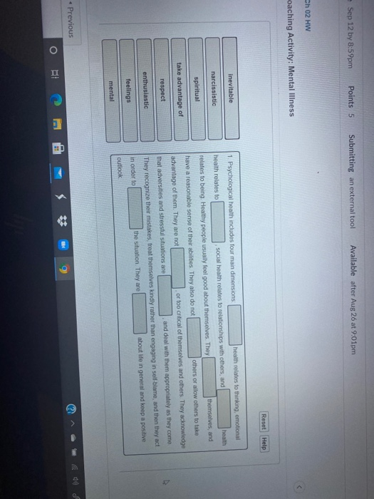 Solved Sep 12 by 8:59pm Points 5 Submitting an external tool | Chegg.com