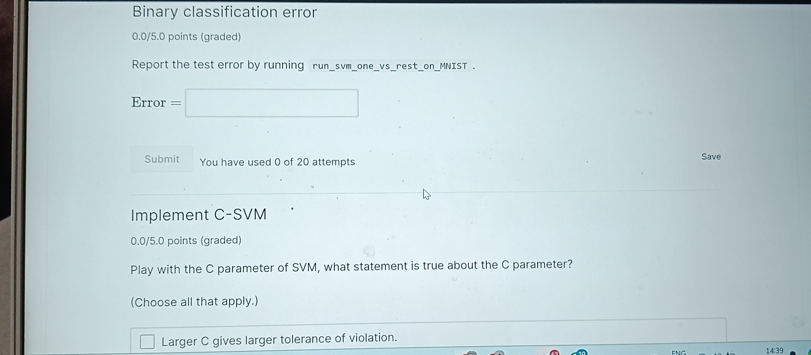 Solved Binary classification error0.05.0 ﻿points | Chegg.com