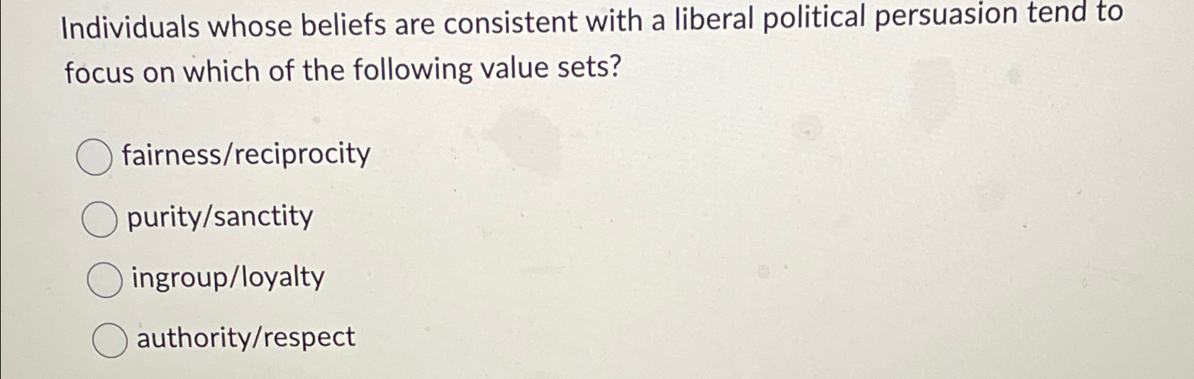 Solved Individuals whose beliefs are consistent with a | Chegg.com