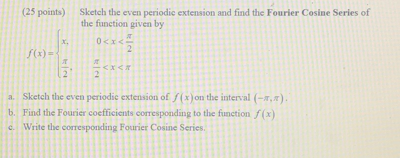 Solved Sketch the even periodic extension and find the | Chegg.com