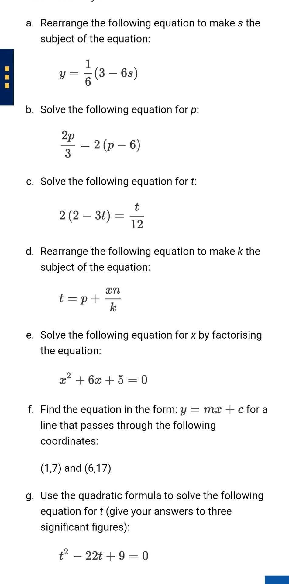 Solved a. Rearrange the following equation to make s the | Chegg.com