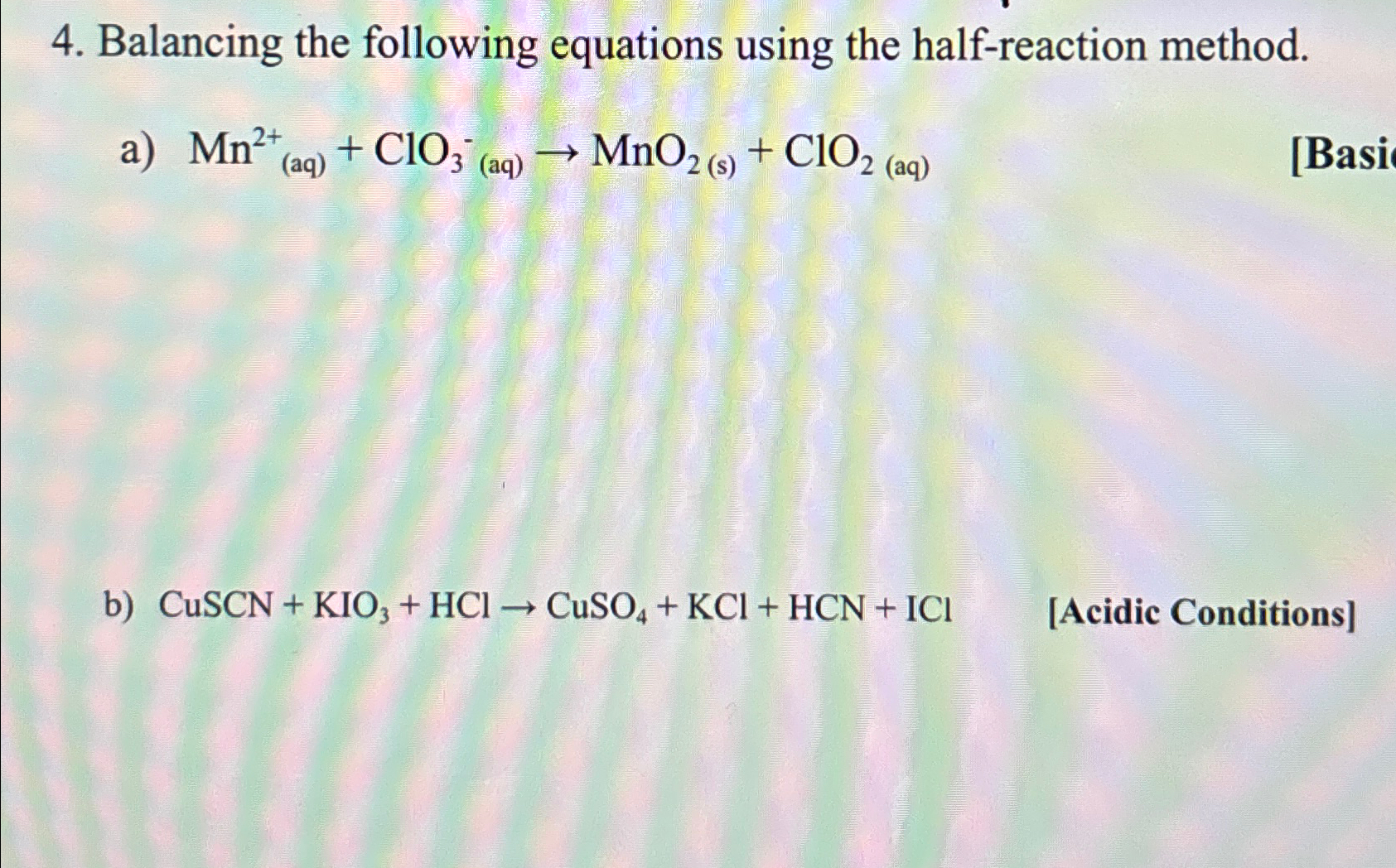 Solved Balancing the following equations using the | Chegg.com