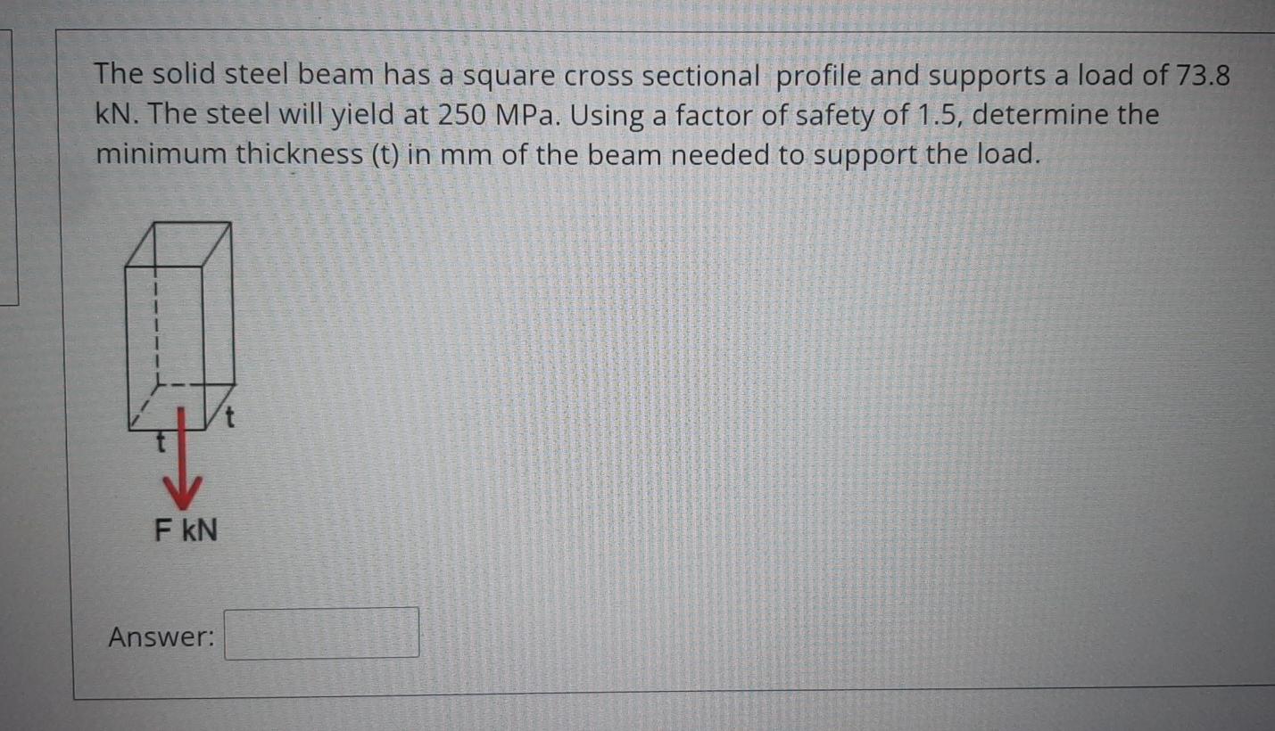 Solved The solid steel beam has a square cross sectional | Chegg.com