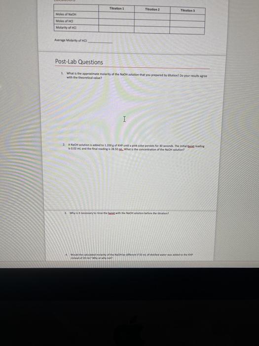 Solved hehe 1 Acid - Base Titration Name: Section: Date: | Chegg.com