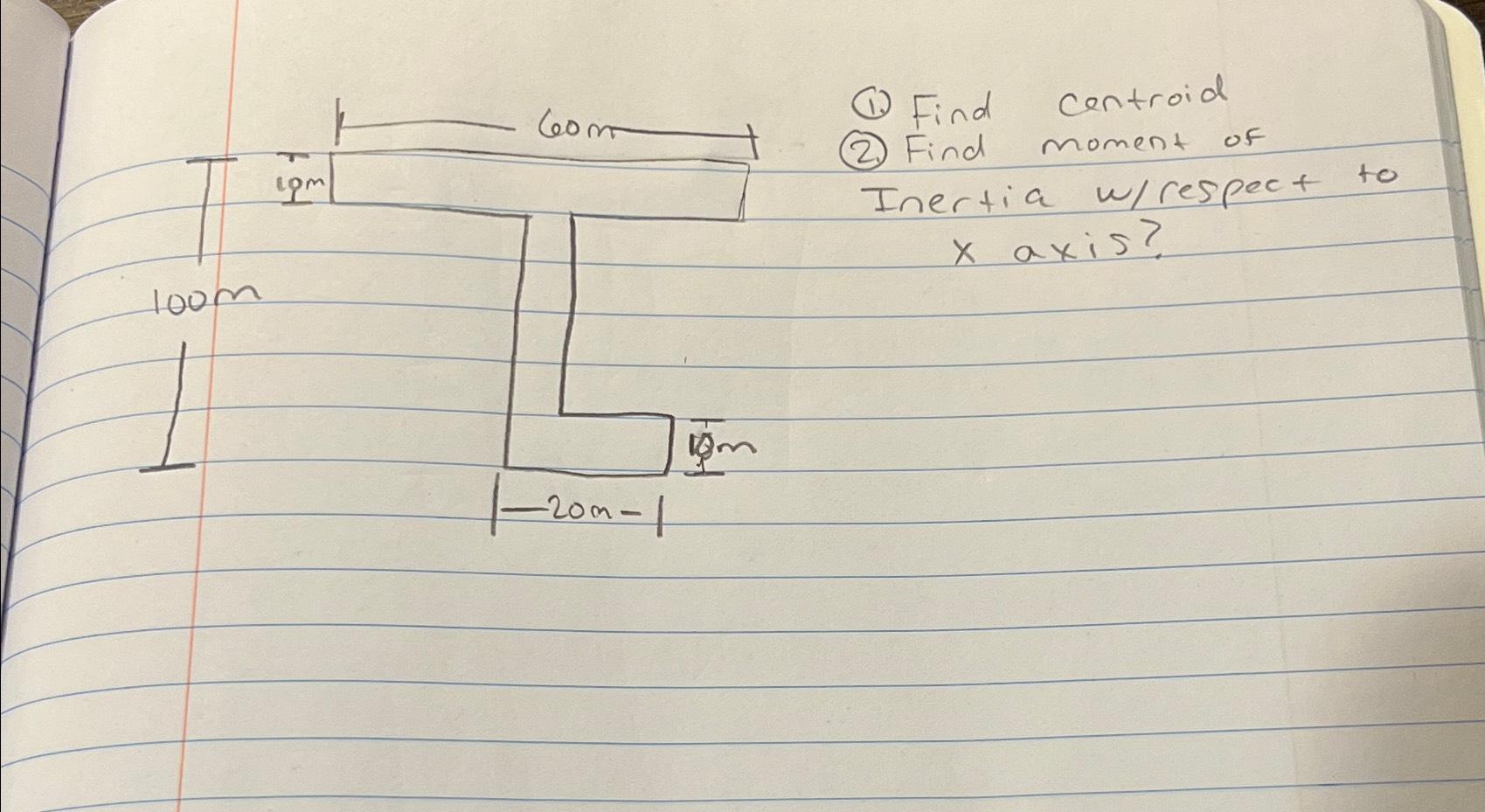 Solved (1) ﻿Find centroid(2.) ﻿Find moment of Inertia | Chegg.com