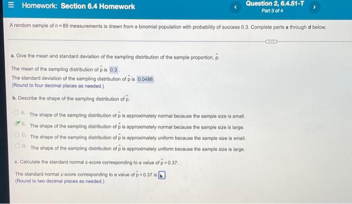 Solved Homework Section 6 4 Homework Question 2 6 4 51 T