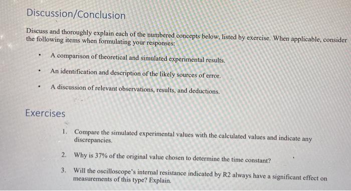 Solved Exercise 1: Time Constants of Parallel RC Circuits In | Chegg.com