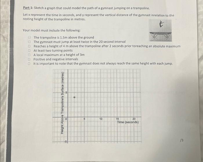 Solved Part 1: Sketch a graph that could model the path of a | Chegg.com