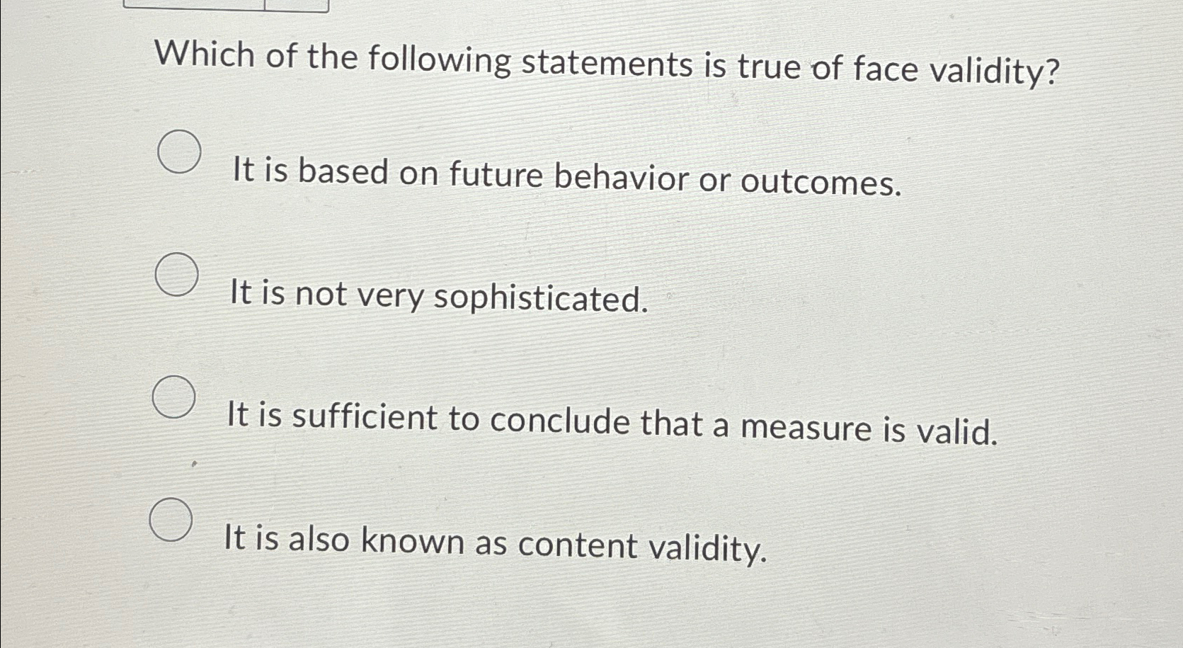 Solved Which of the following statements is true of face | Chegg.com