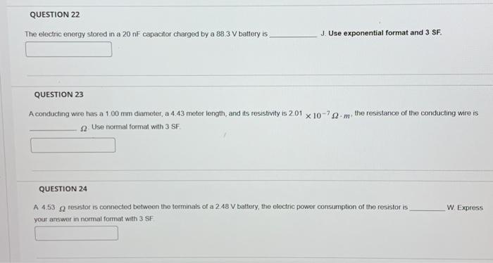 Solved The electric energy stored in a 20nF capacitor | Chegg.com