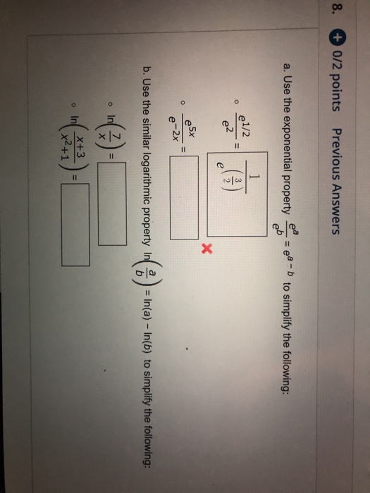 Solved 9. + -12 points a. Use the exponential propert to | Chegg.com