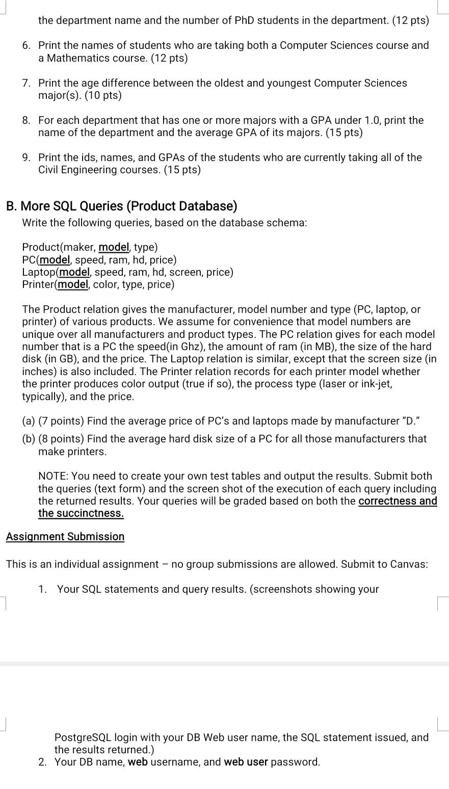 Solved Introduction: This assignment will use a database | Chegg.com