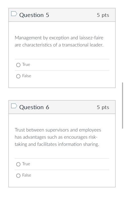 Solved Question 5 5pts Management by exception and | Chegg.com