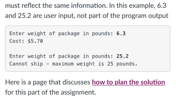 Solved Part 1: Cost of Shipping A shipping company uses the | Chegg.com