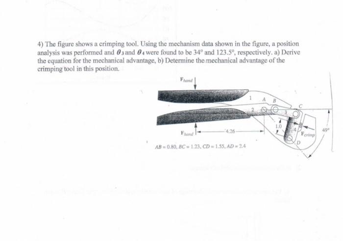Solved 4) The figure shows a crimping tool. Using the | Chegg.com
