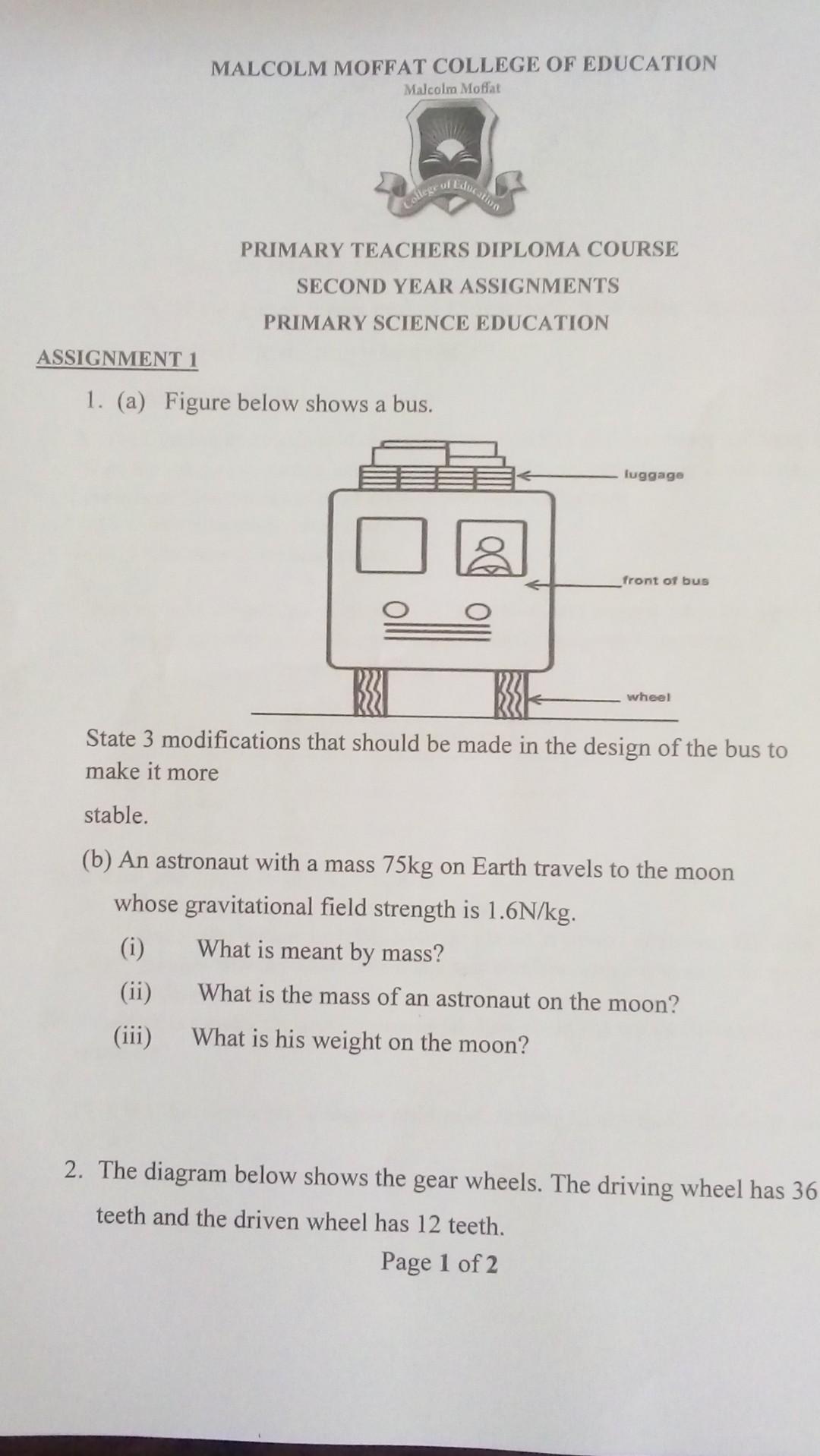 Solved PRIMARY TEACHERS DIPLOMA COURSE SECOND YEAR | Chegg.com
