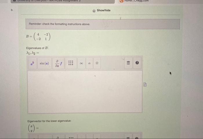 Solved Romaining Time: 98:51:47 Format: • Enter eigenvalues | Chegg.com