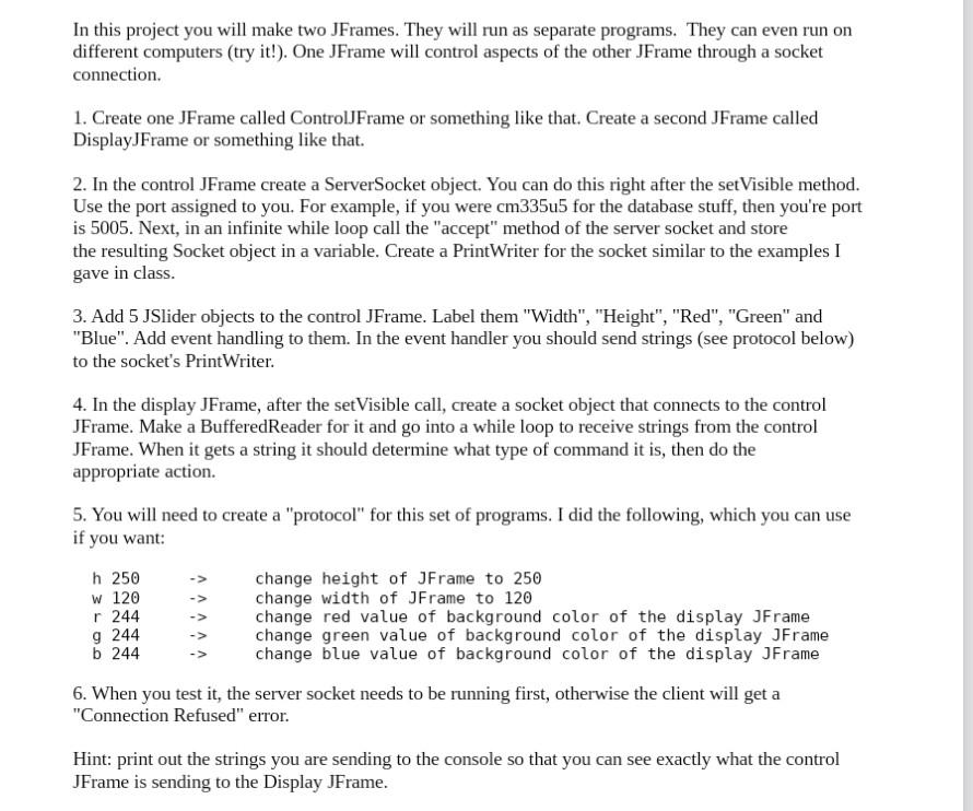 Solved In this project you will make two JFrames. They will | Chegg.com