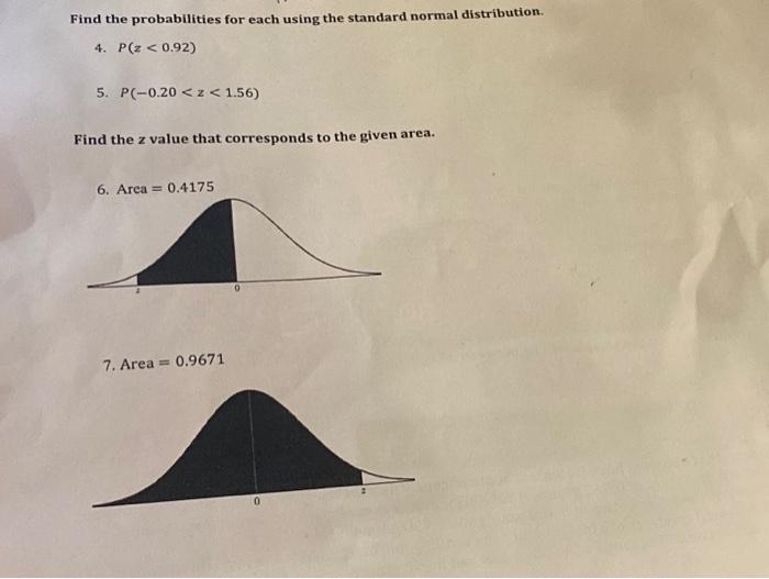 Solved Find the probabilities for each using the standard | Chegg.com