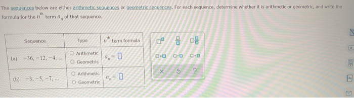 Solved The sequences below are either arithmetic sequences | Chegg.com