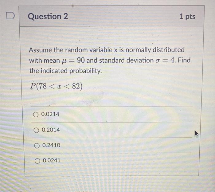 Solved Assume the random variable x is normally distributed | Chegg.com