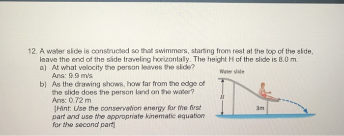 Solved 12. A water slide is constructed so that swimmers, | Chegg.com