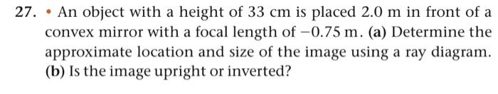 Solved 27. • An object with a height of 33 cm is placed 2.0 | Chegg.com